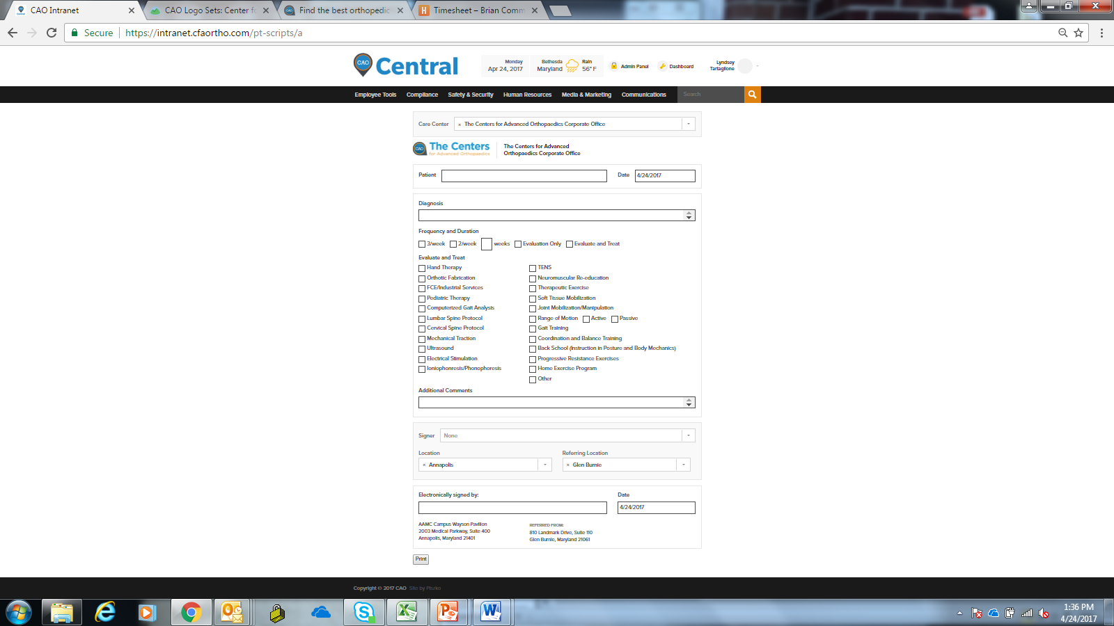 Internal Referral Tools - The Centers for Advanced Orthopaedics